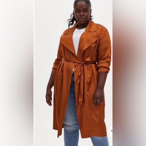 torrid | Jackets & Coats | Torrid Copper Dotted Jacquard Trench Jacket ...